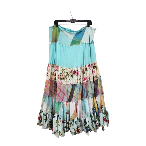 Ishyu | Skirts | Ishyu Womens Patchwork Tiered Maxi Boho Multicolor ...